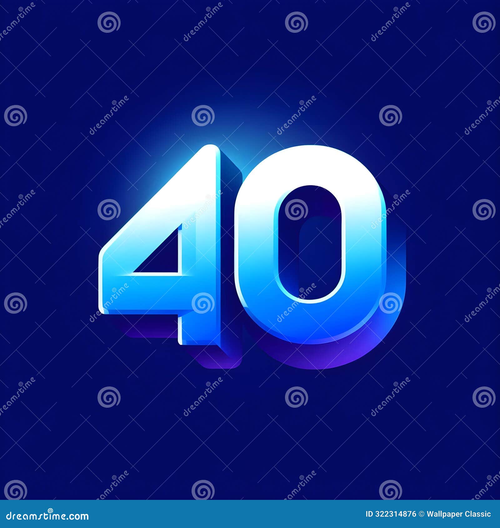 Number 40 Design 3d Vector with Background Blue Dark Stock Illustration ...