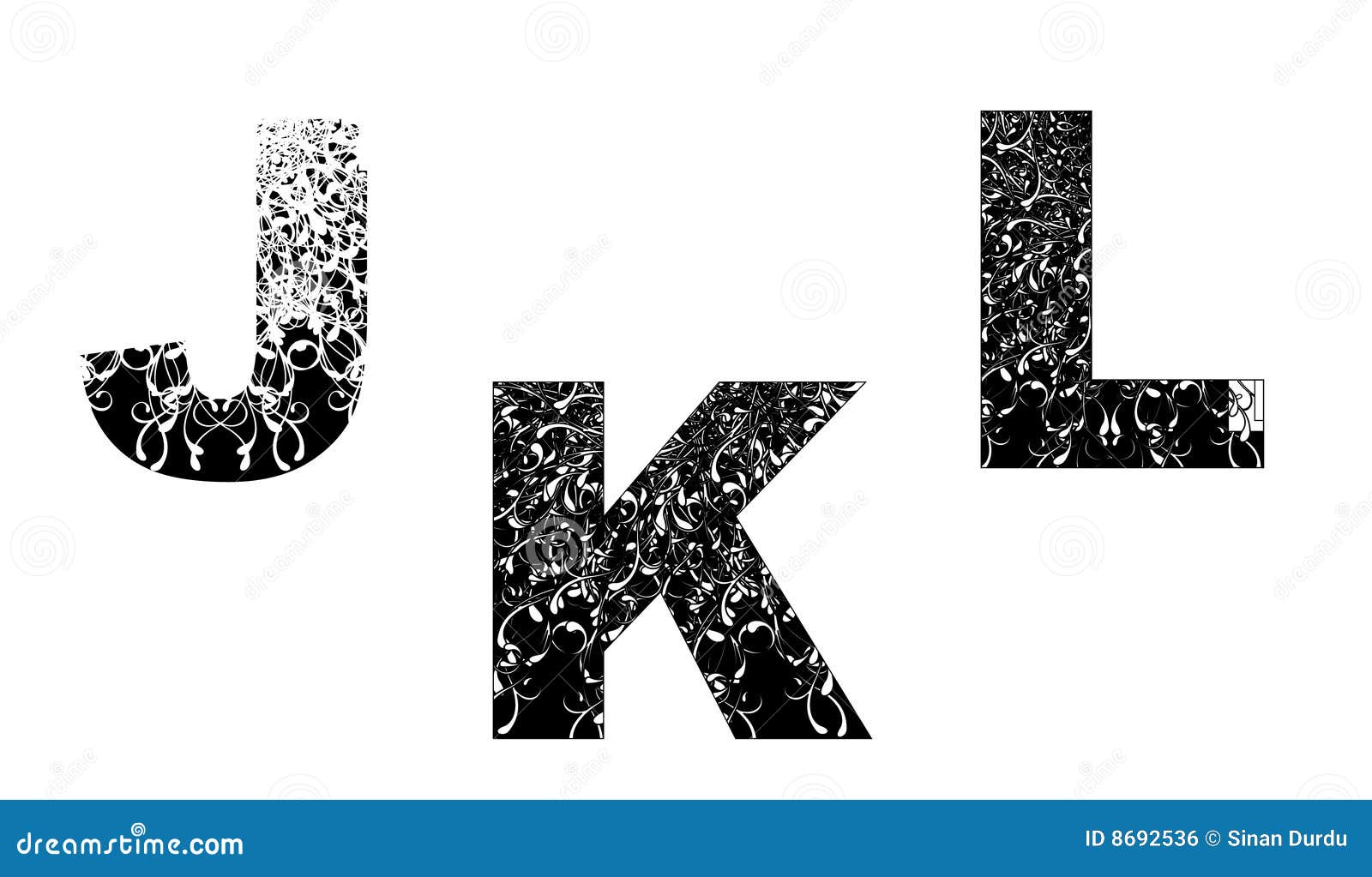 Number Design Element with Floral Texture J-K-L Stock Vector ...