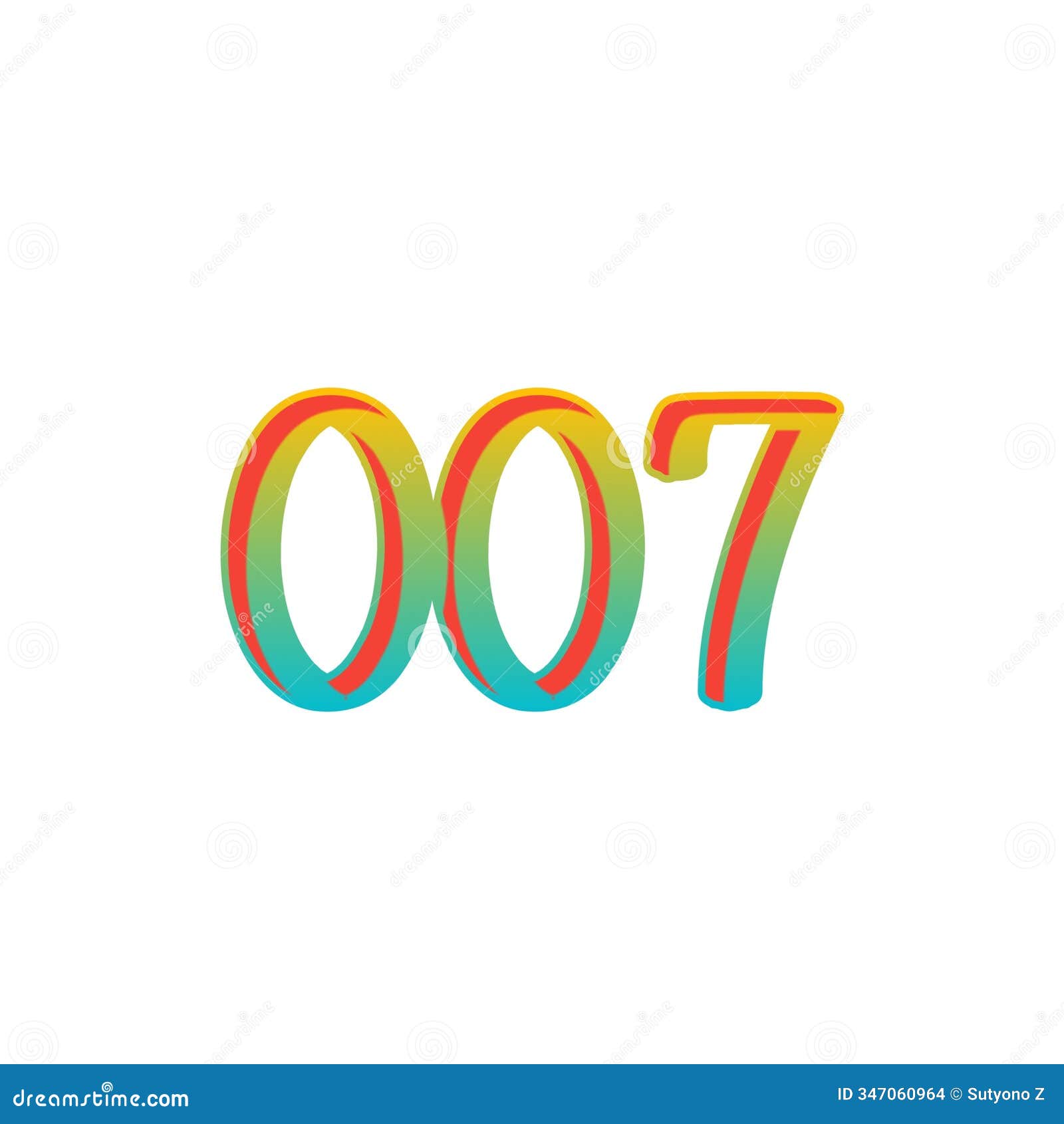 007 Number Design with White Background Stock Illustration ...