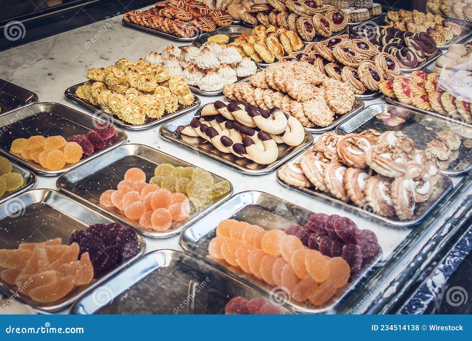 Number of Different Sweets in Plates in a Store Stock Photo - Image of ...