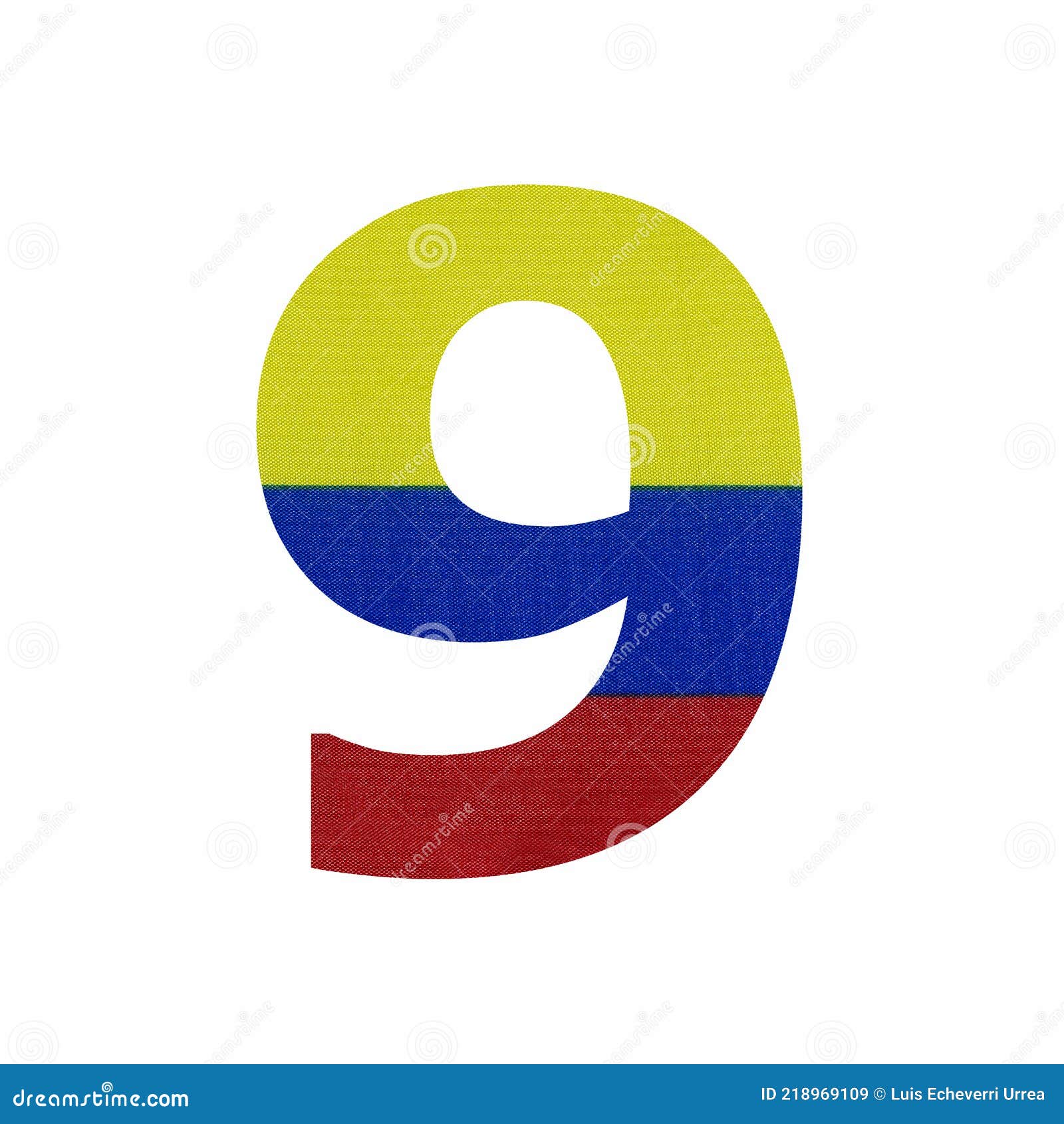 Digit Number 9 - Colombia Flag Colors Stock Illustration - Illustration ...