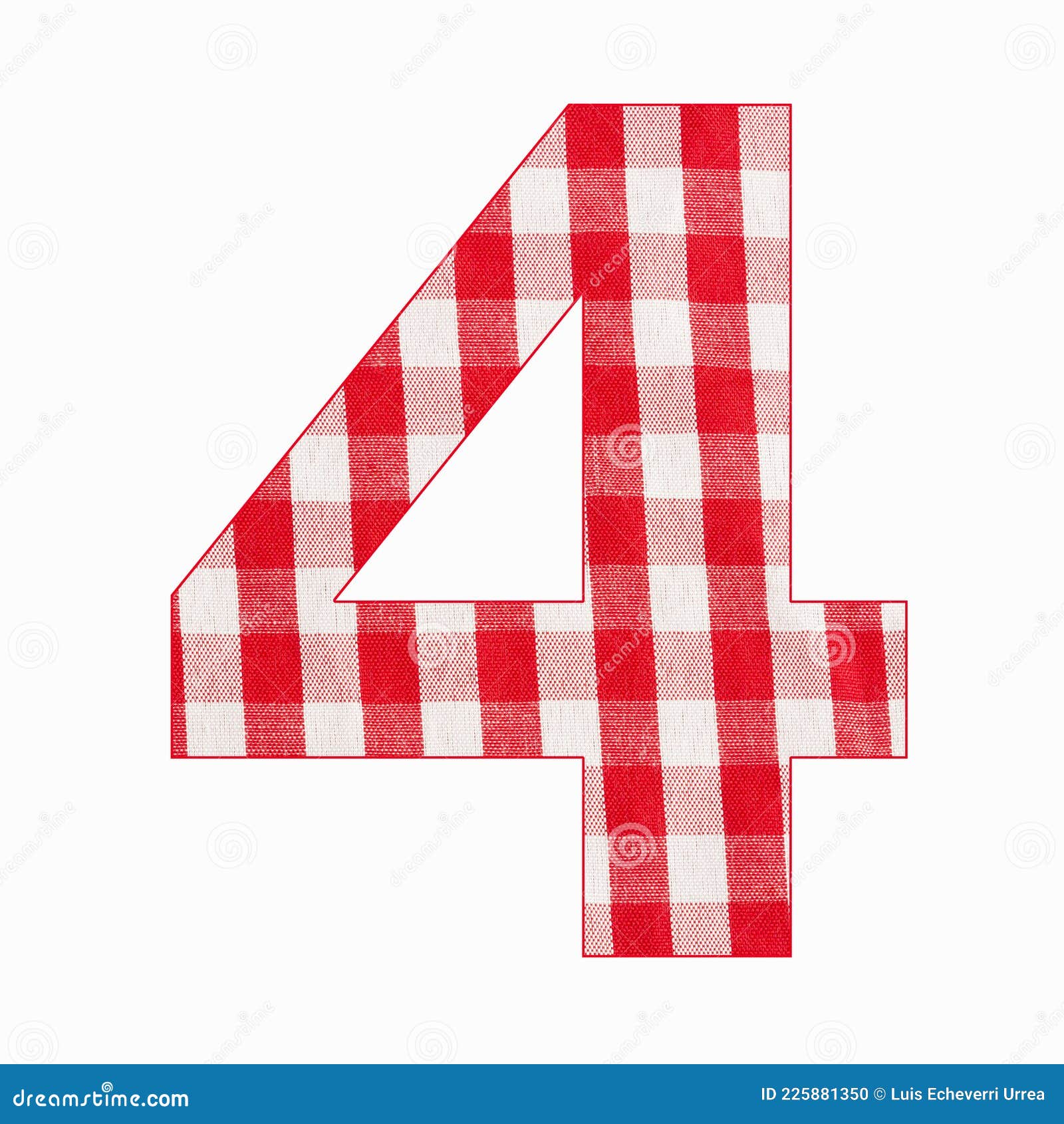Number 4 Digit - Red Checkered Napkin Background Stock Illustration ...