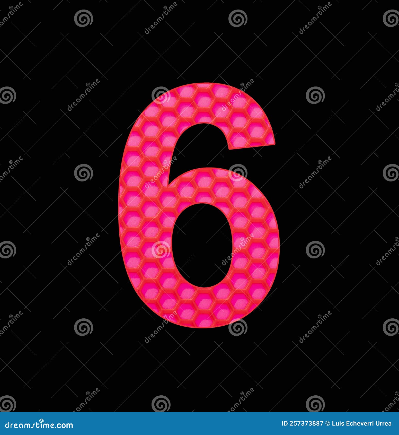 Number 6 - Digit Six on the Background of Red Silicone Hexagonal Stock ...