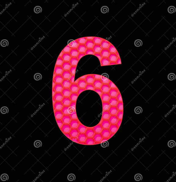 Number 6 - Digit Six on the Background of Red Silicone Hexagonal Stock ...