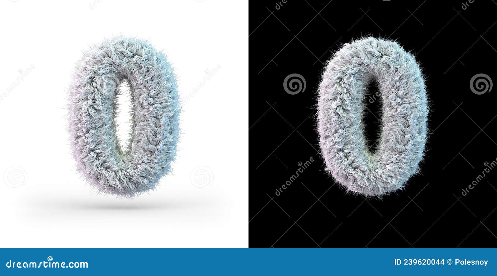 Number 0. Digital Sign. White Fluffy Font on Black and White Background ...