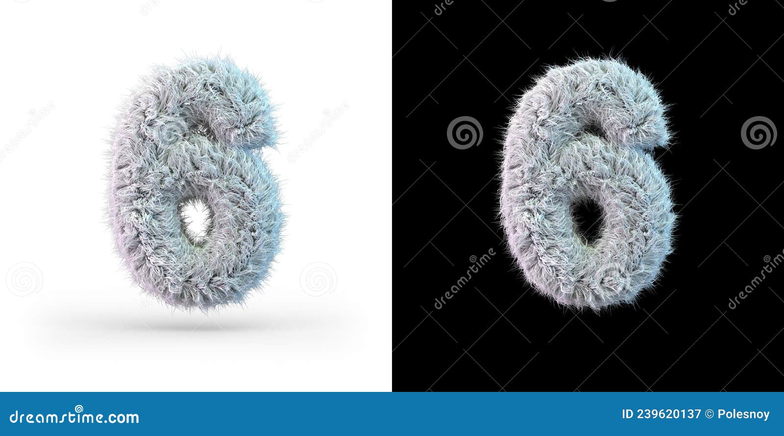 Number 6. Digital Sign. White Fluffy Font on Black and White Background ...