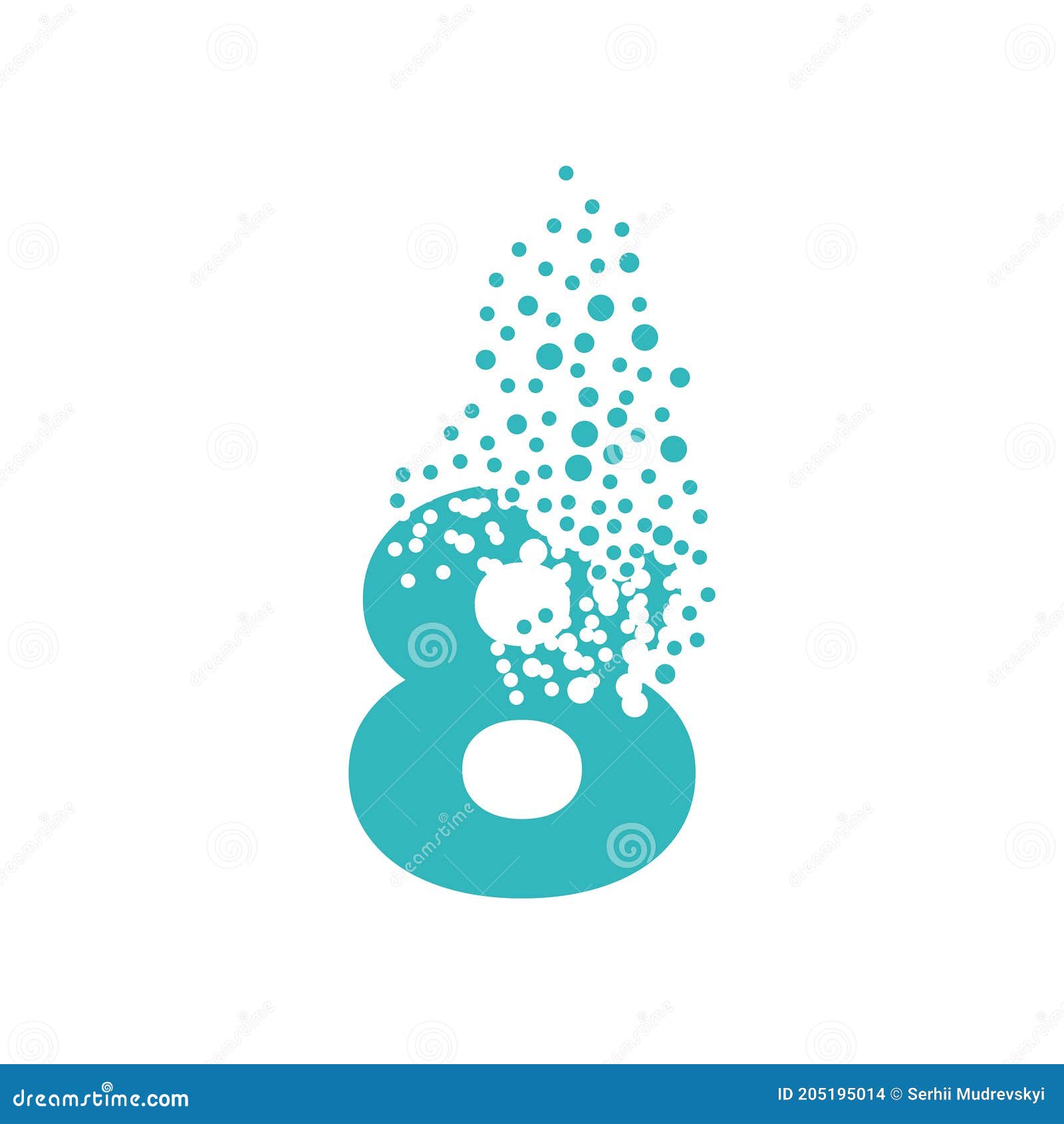 Number 8 Dispersing into a Cloud of Bubbles. Eight Stock Vector ...