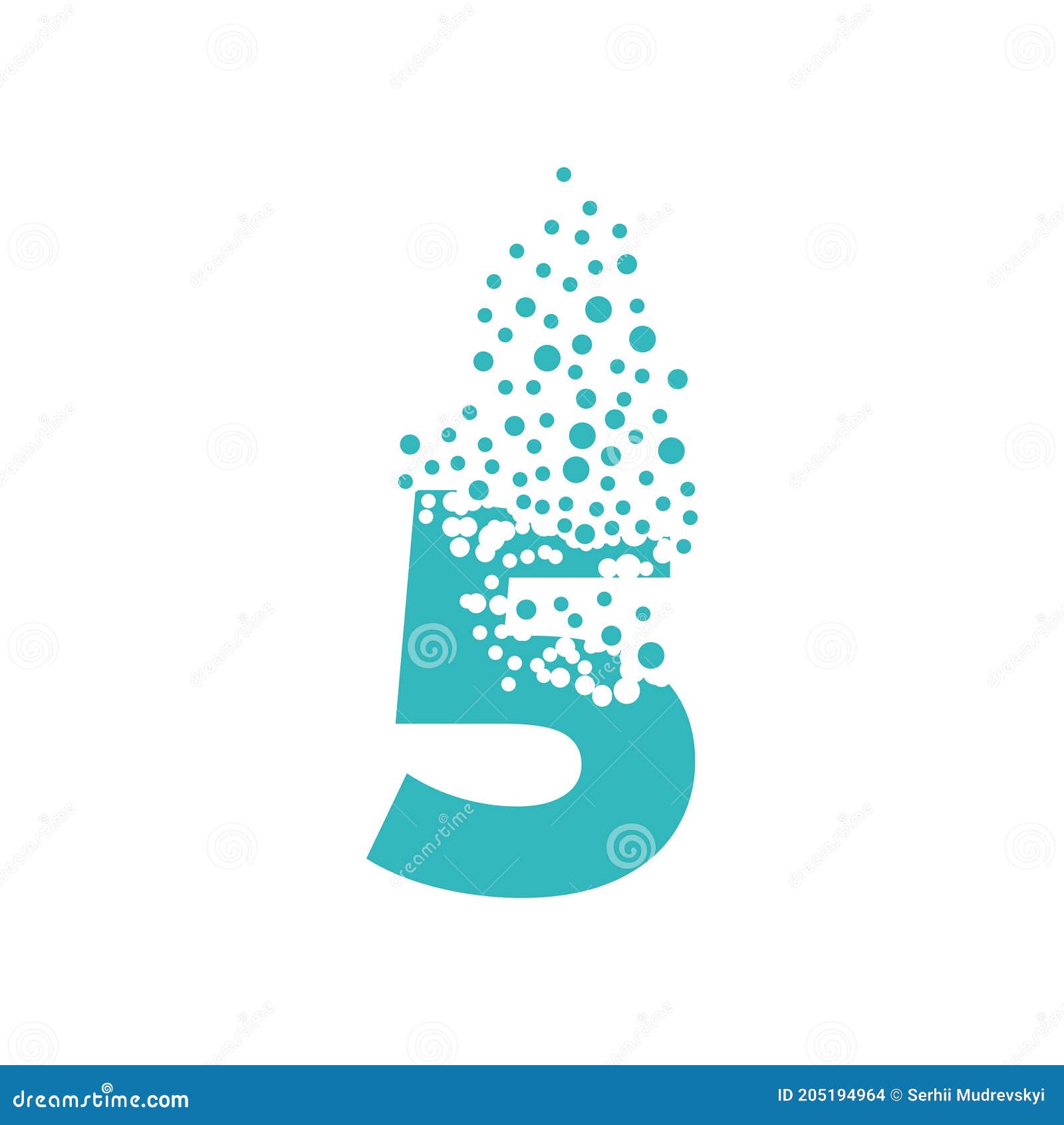 Number 5 Dispersing into a Cloud of Bubbles. Five Stock Vector ...