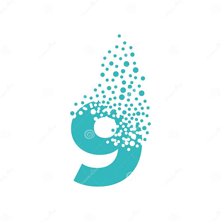 Number 9 Dispersing into a Cloud of Bubbles. Nine Stock Vector ...