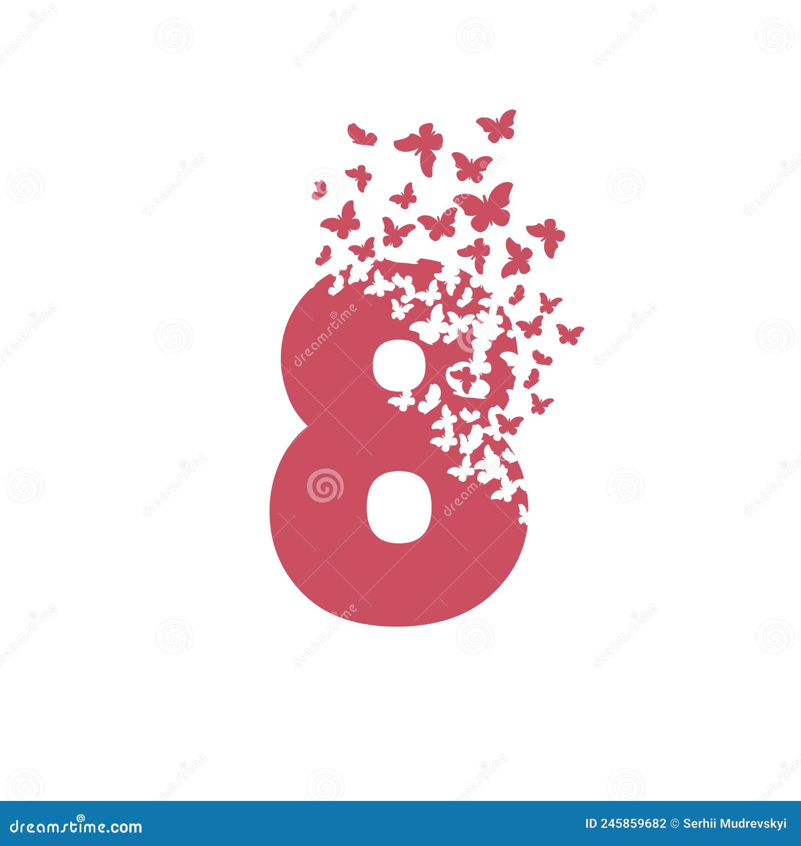 Number 8 Dissolves into a Cloud of Butterfly, Moth Stock Vector ...