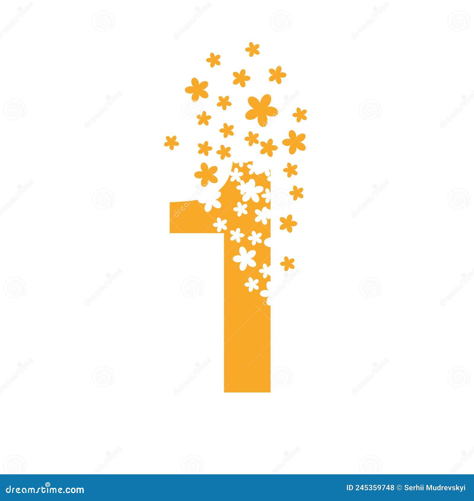 Number 1 Dissolves into a Cloud of Flowers Stock Vector - Illustration ...