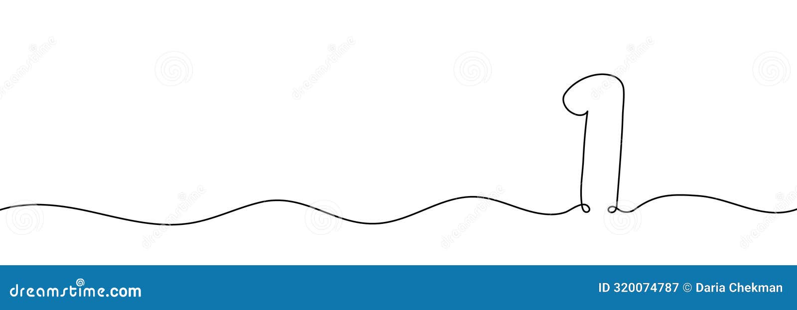 Number 1 is Drawn by Continuous Line Drawing. Editable Line. Vector ...