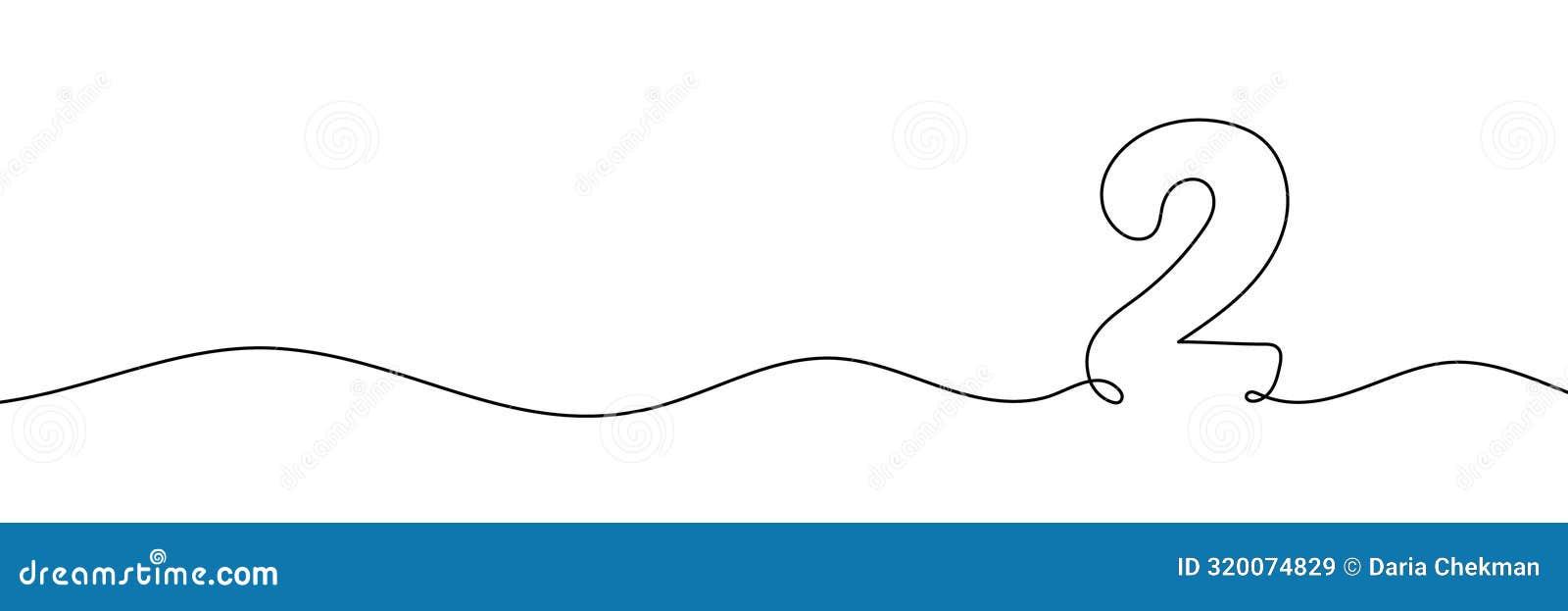 Number 2 is Drawn by Continuous Line Drawing. Editable Line. Vector ...