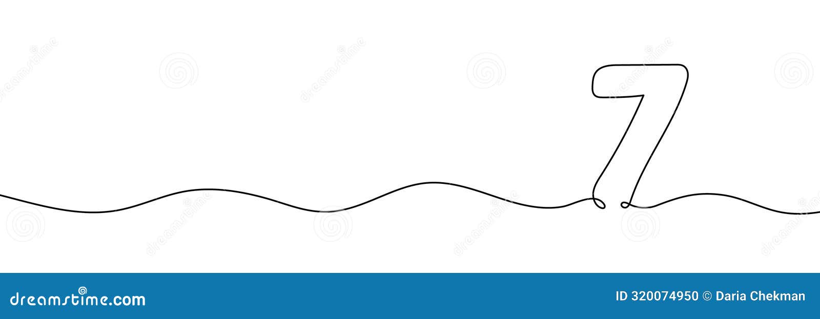 Number 7 is Drawn by Continuous Line Drawing. Editable Line. Vector ...