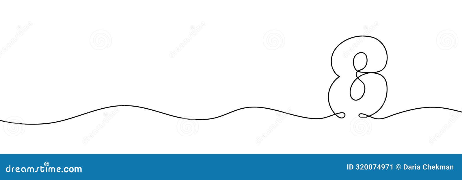 Number 8 is Drawn by Continuous Line Drawing. Editable Line. Vector ...