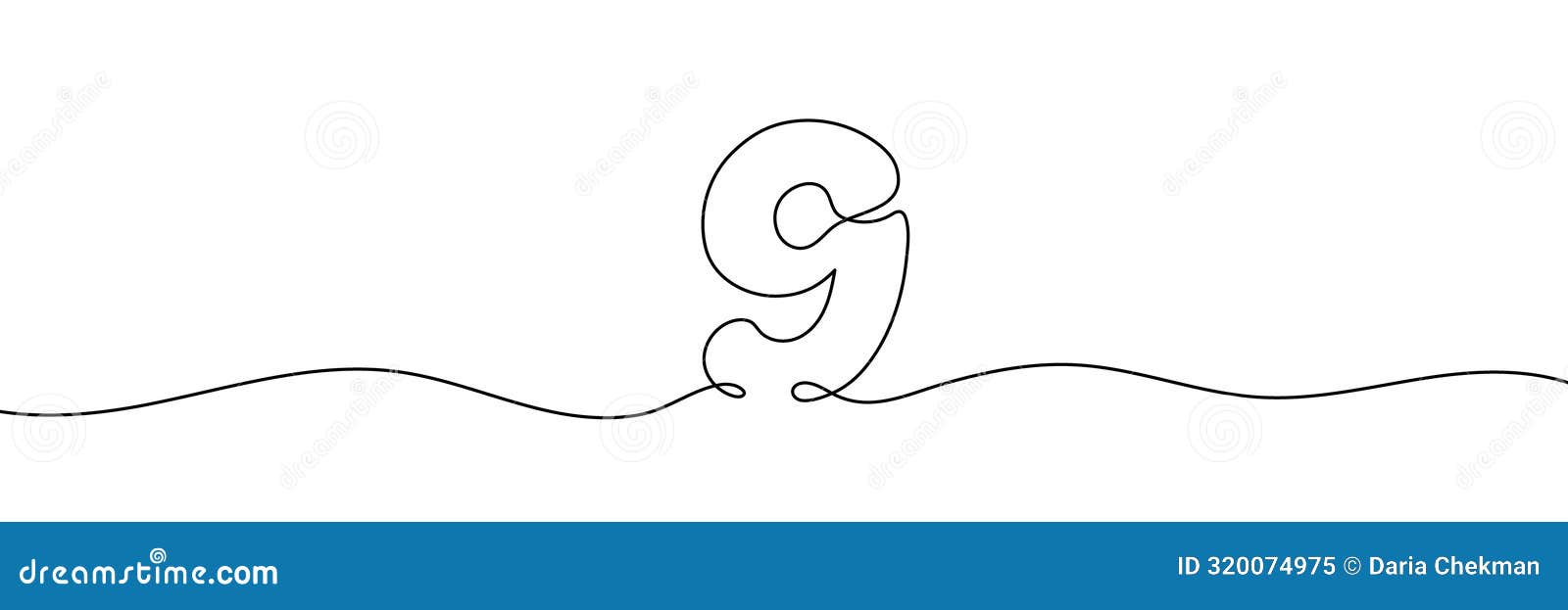 Number 9 is Drawn by Continuous Line Drawing. Editable Line. Vector ...