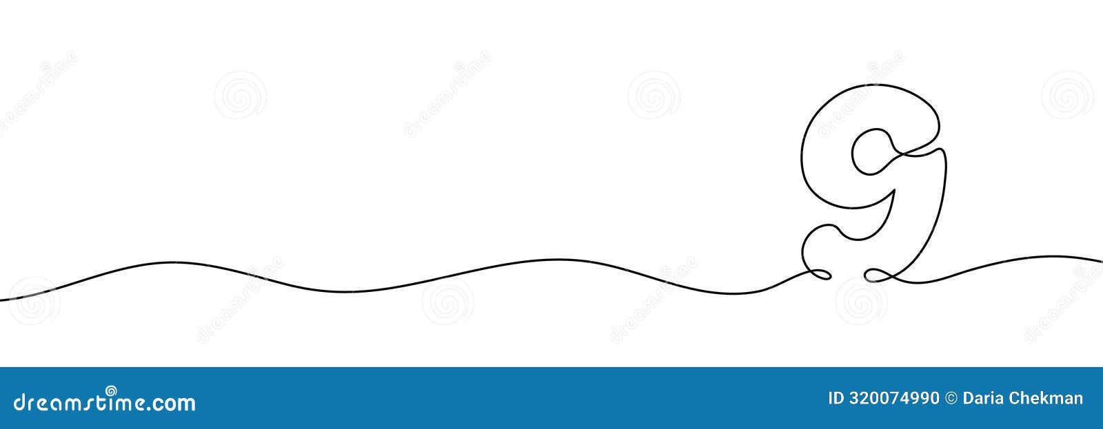Number 9 is Drawn by Continuous Line Drawing. Editable Line. Vector ...