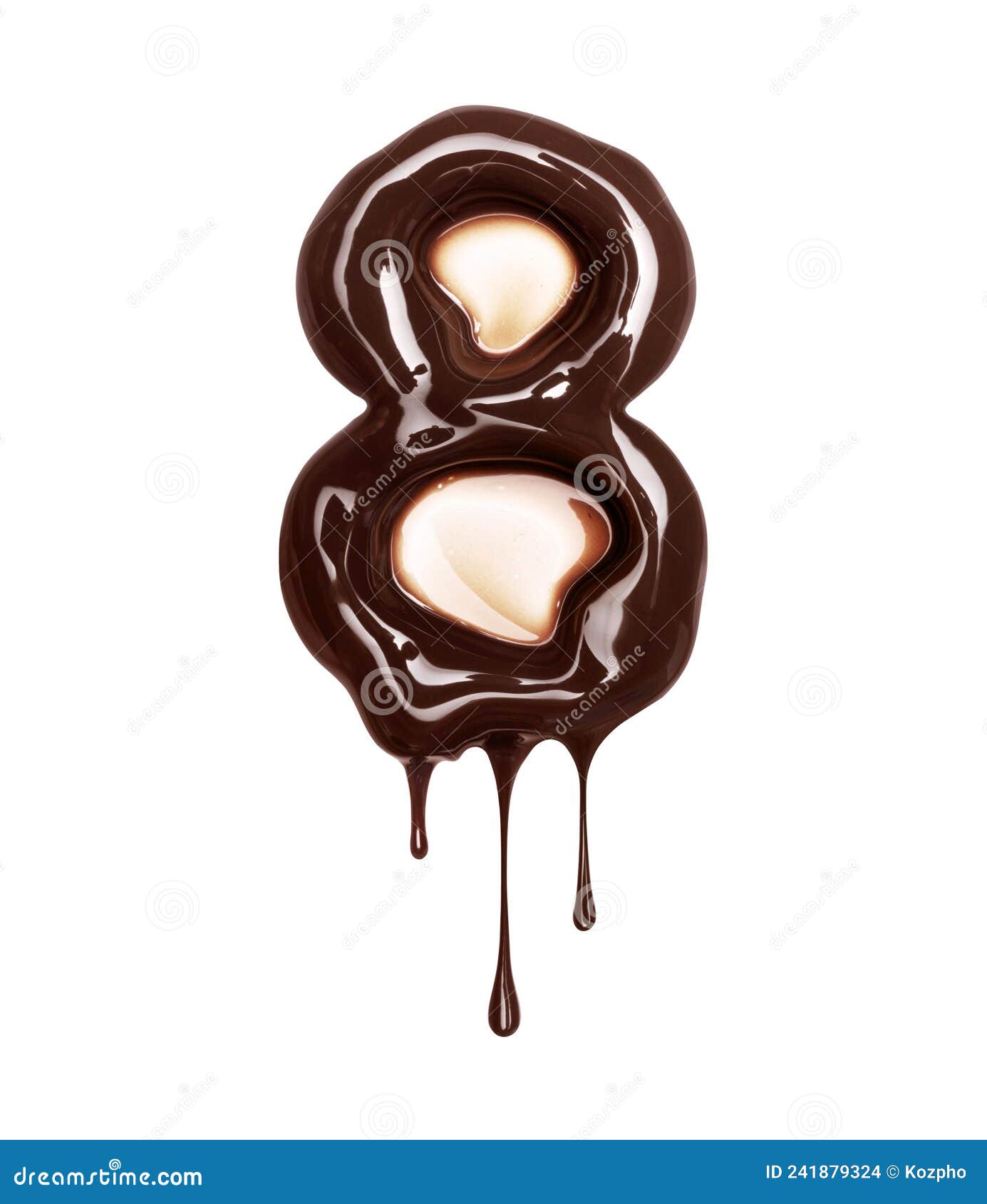 Number 8 with Dripping Drops is Made of Melted Chocolate Stock ...
