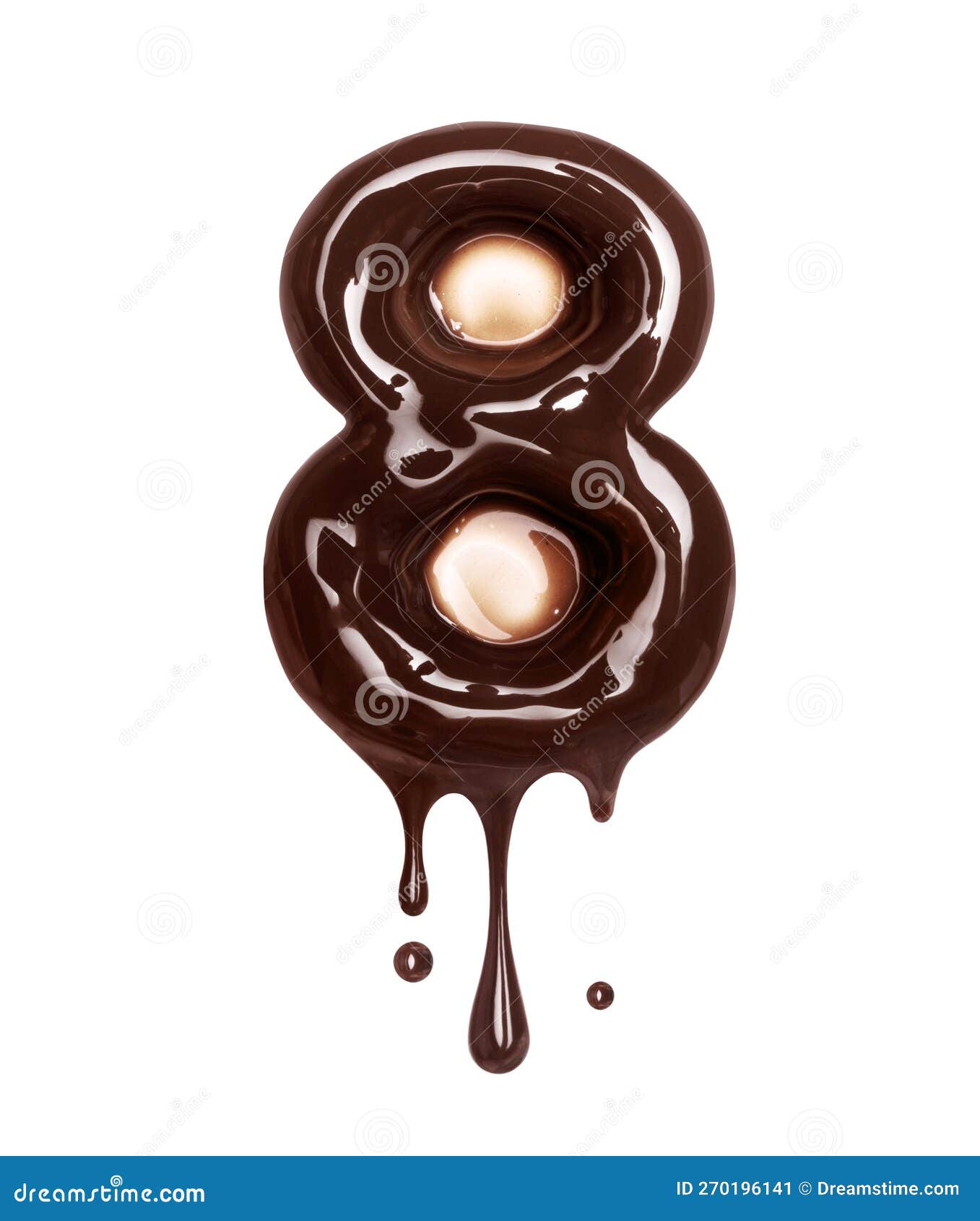 Number 8 with Dripping Drops is Made of Melted Chocolate Stock ...