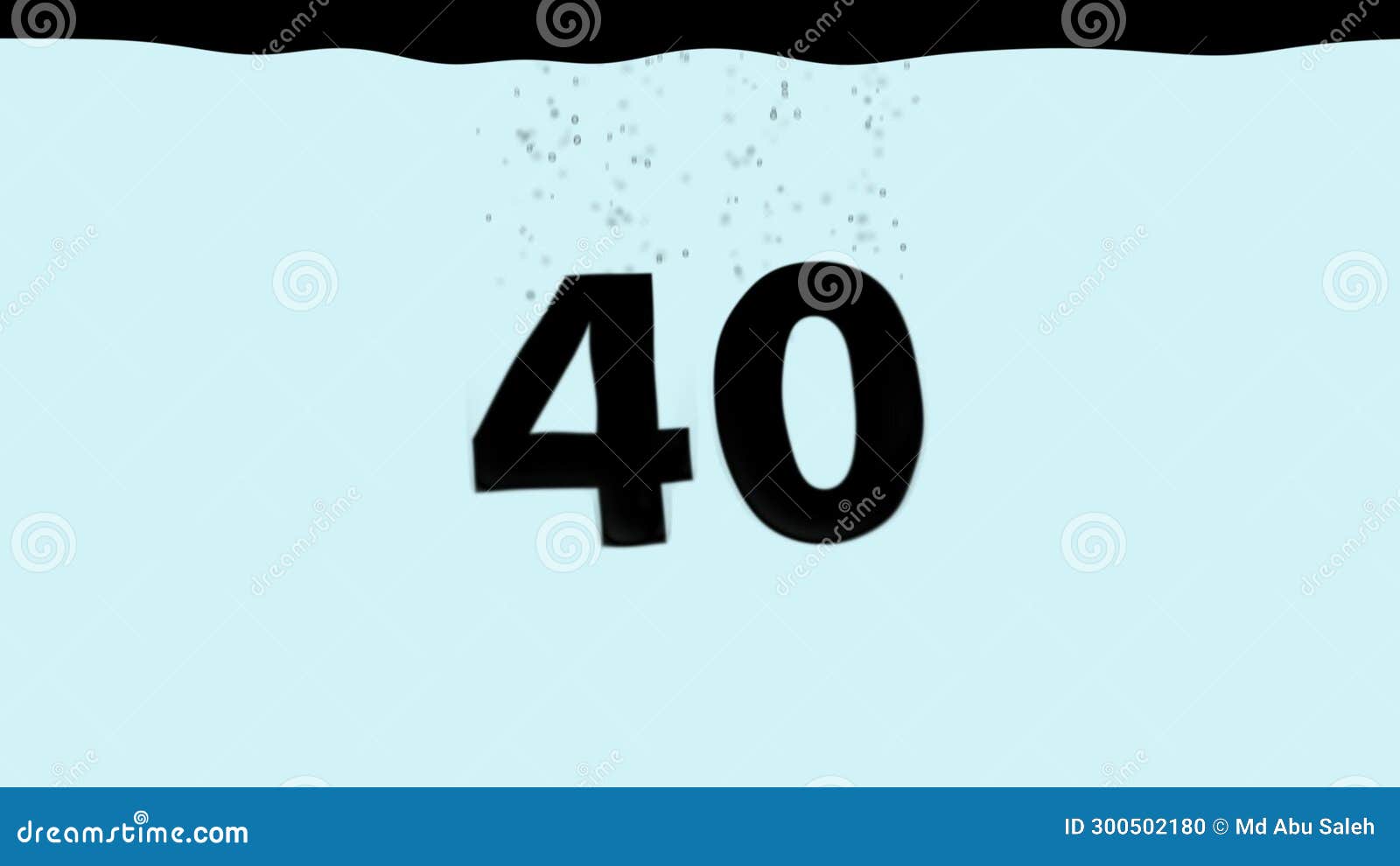 Number 40 Dropped into Water. Number 40 Falling into Water. Liquid ...
