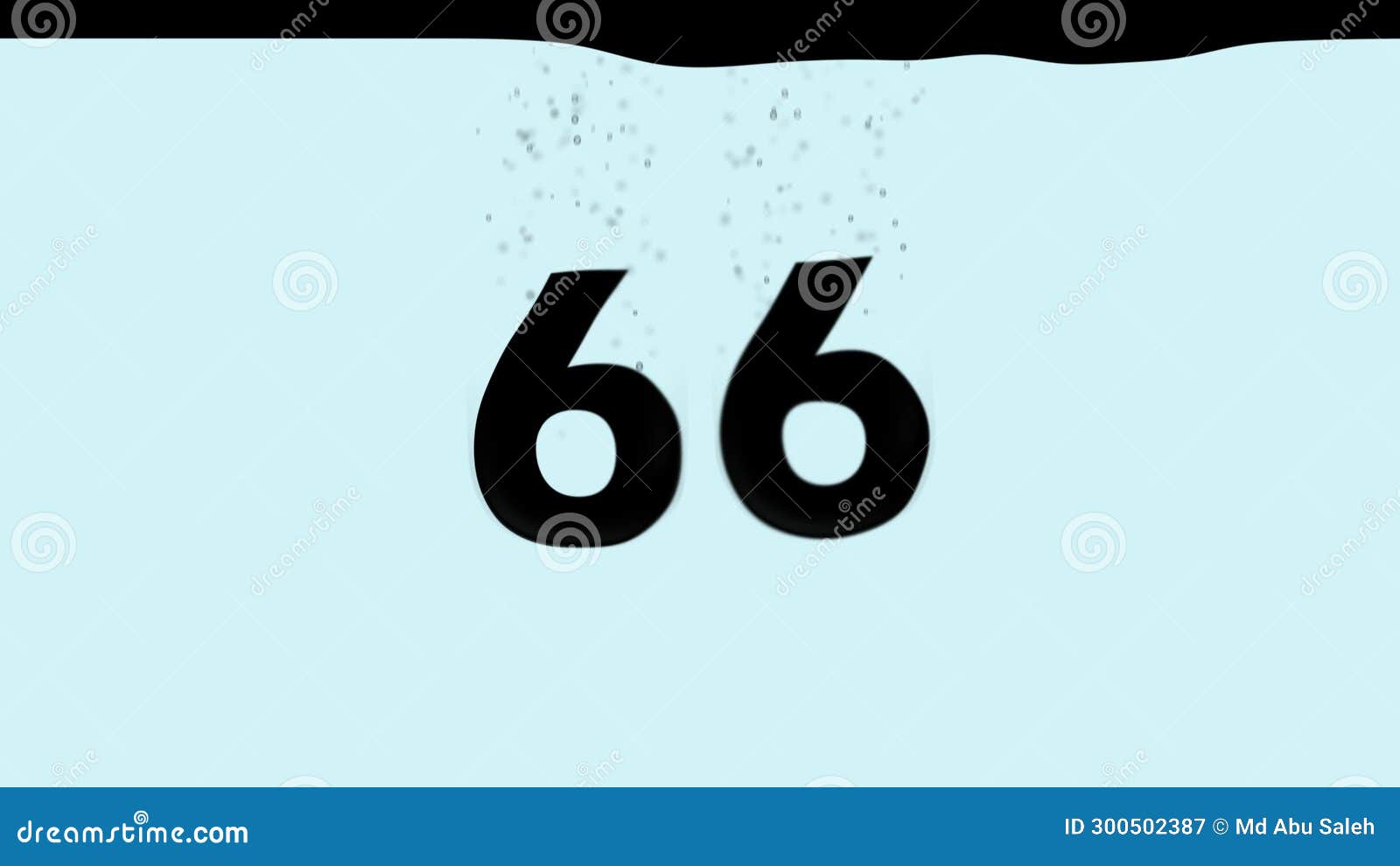 Number 66 Dropped into Water. Number 66 Falling into Water. Liquid ...