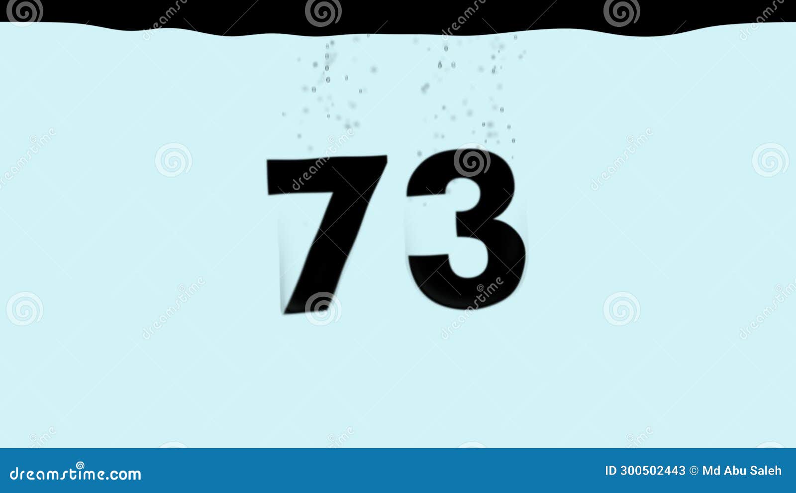 Number 73 Dropped into Water. Number 73 Falling into Water. Liquid ...
