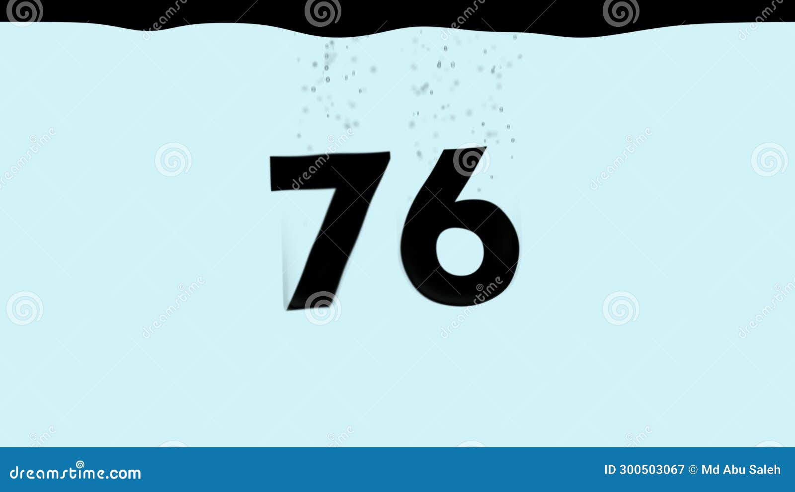 Number 76 Dropped into Water. Number 76 Falling into Water. Liquid ...