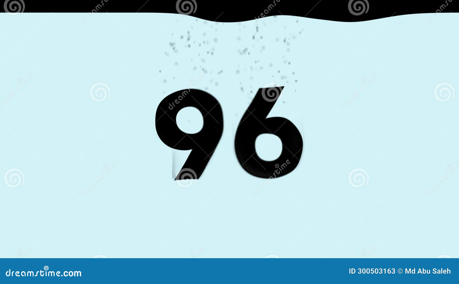 Number 96 Dropped into Water. Number 96 Falling into Water. Liquid ...