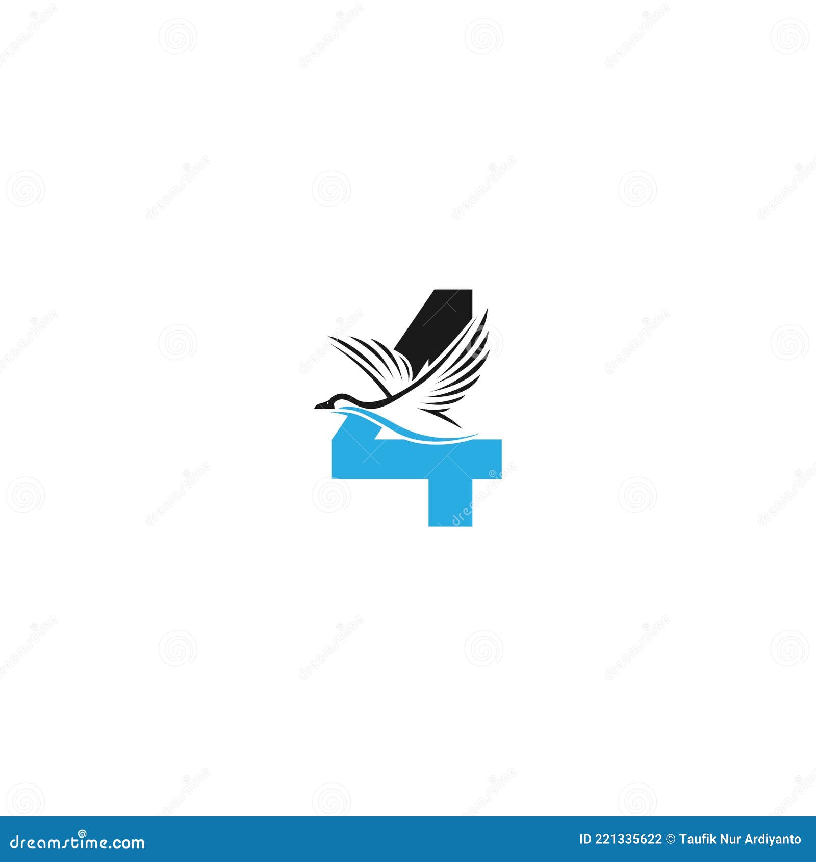 Number 4 with Duck Icon Logo Design Illustration Stock Illustration ...