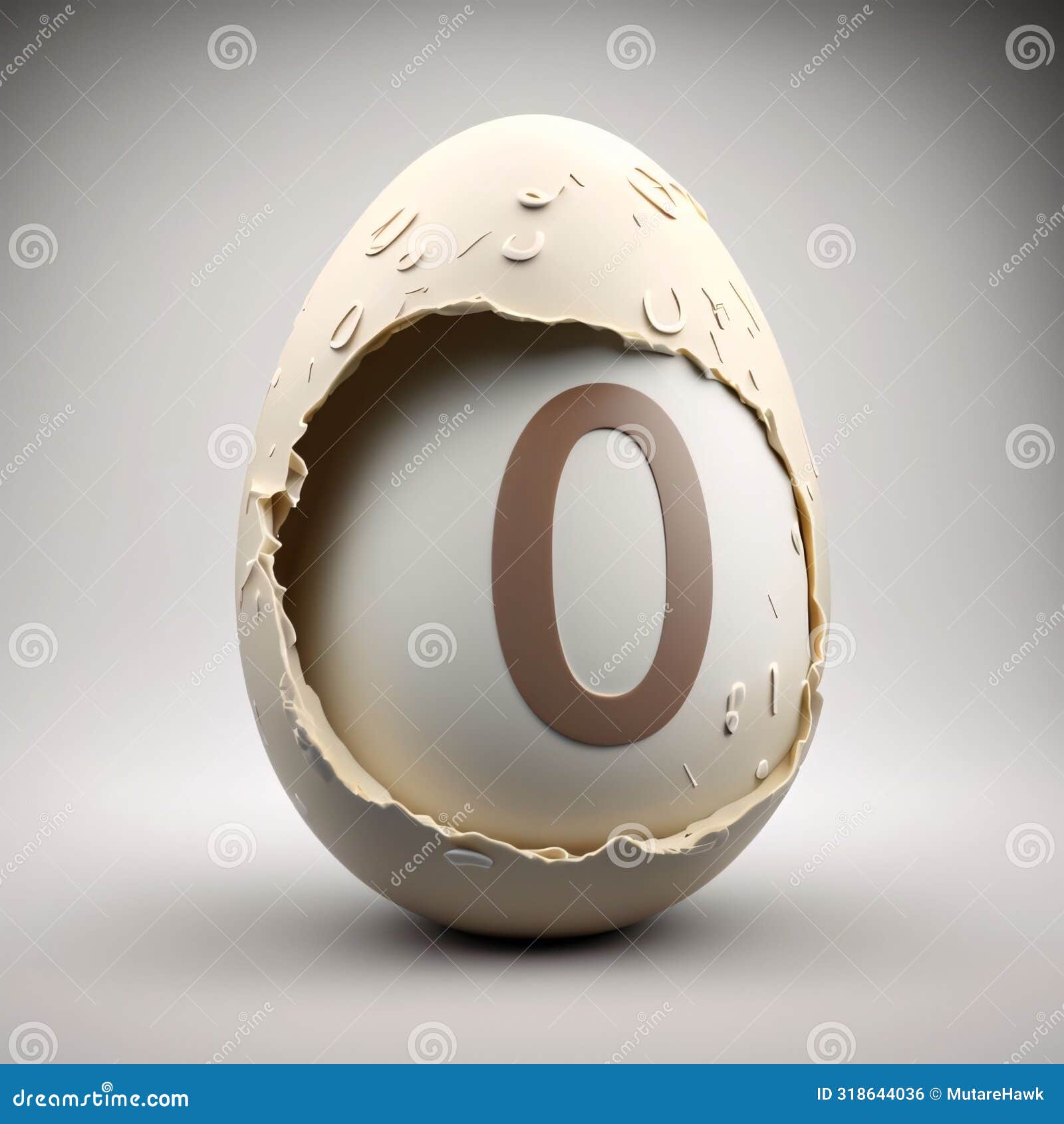 Number 0 in Egg. 3D Render Illustration Isolated on White Background ...