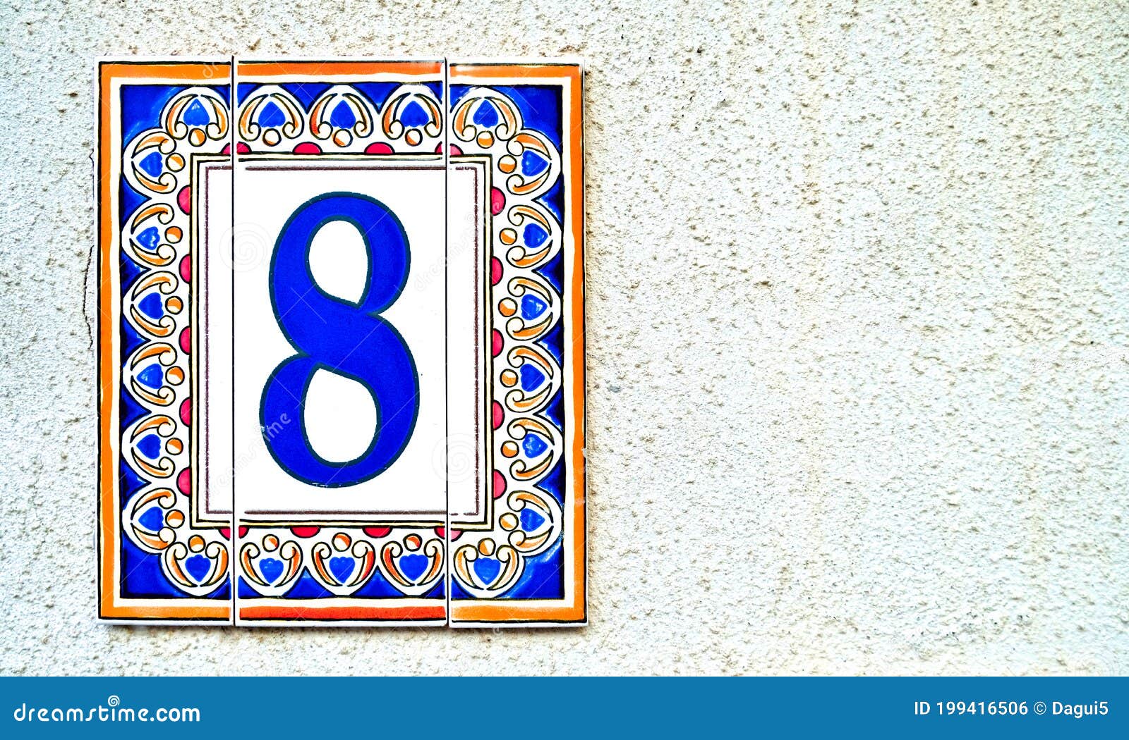 Number 8, Eight, Decorative on White Background with Text Space. Stock ...