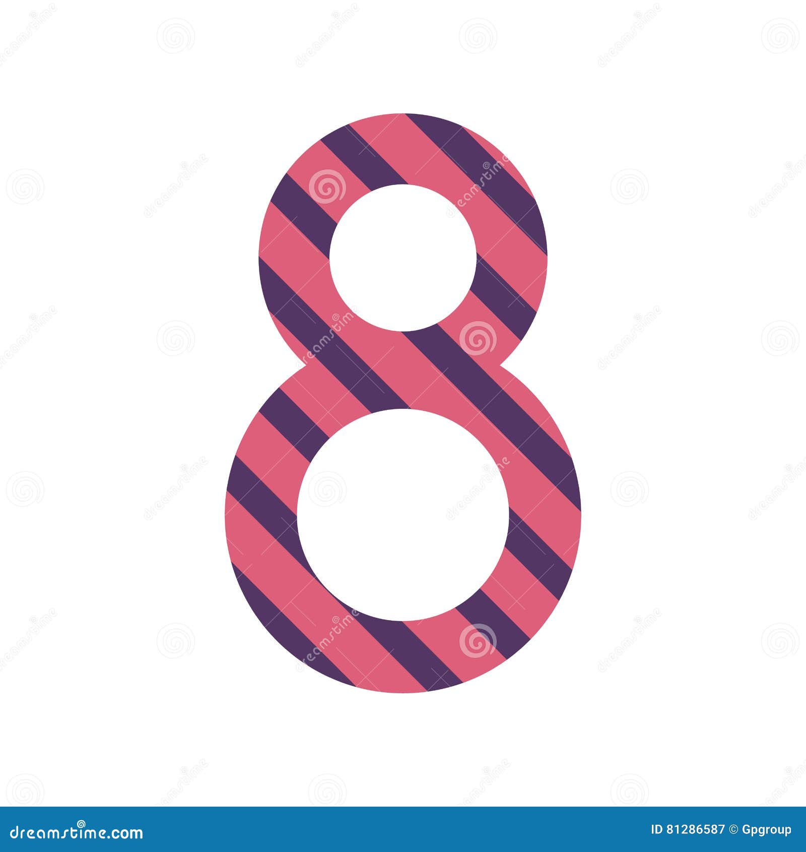 Number Eight Design with Diagonal Colorful Striped Stock Illustration ...
