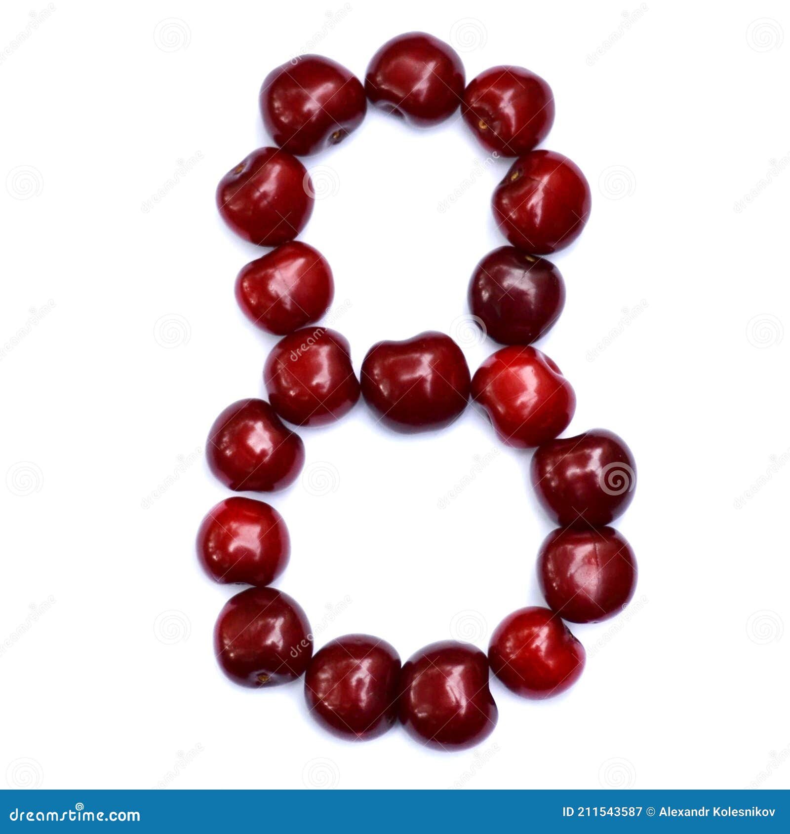 Number Eight. a Figure Composed of Cherries Isolated on a White ...