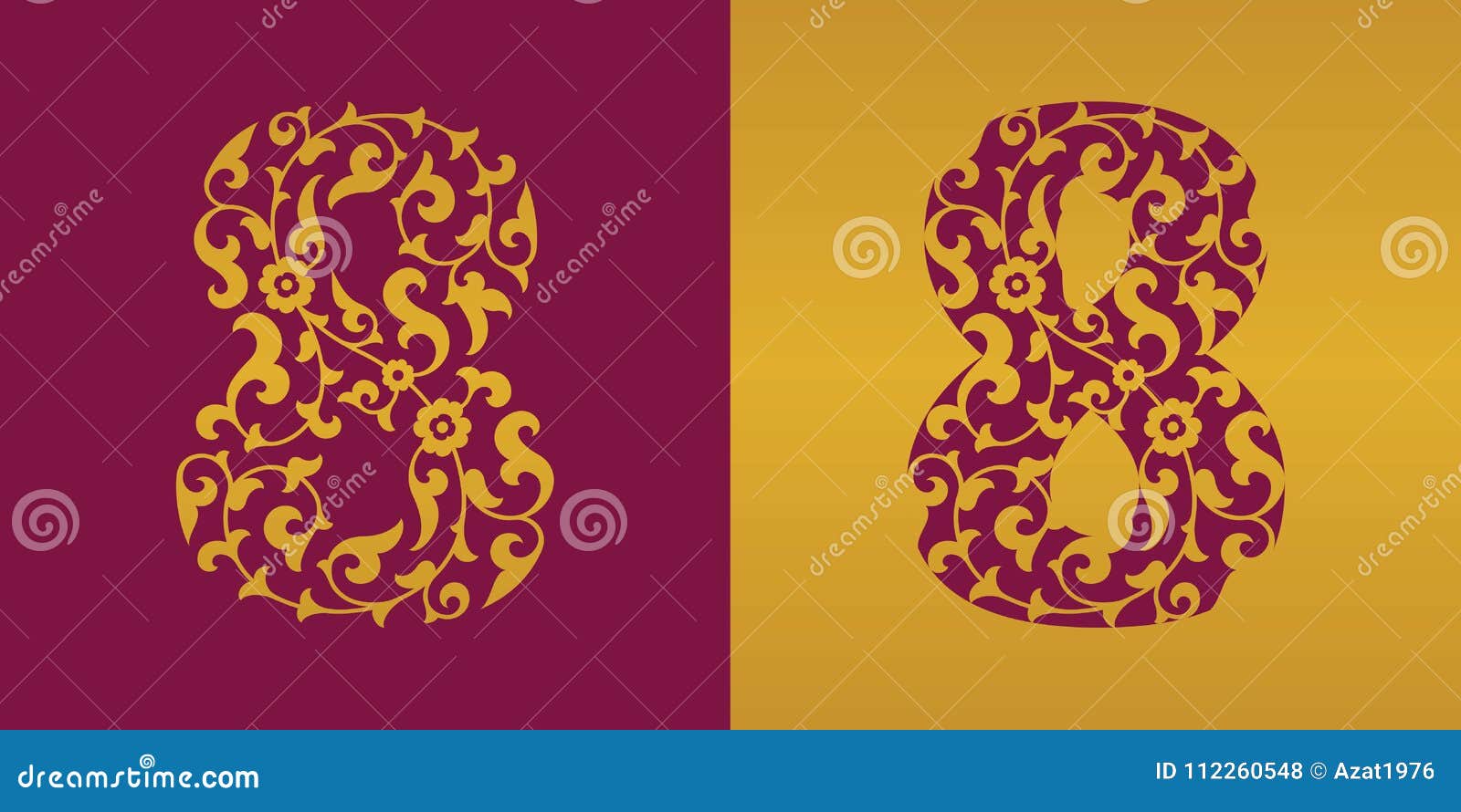 Number Eight Floral, Vector Stock Vector - Illustration of numerology ...