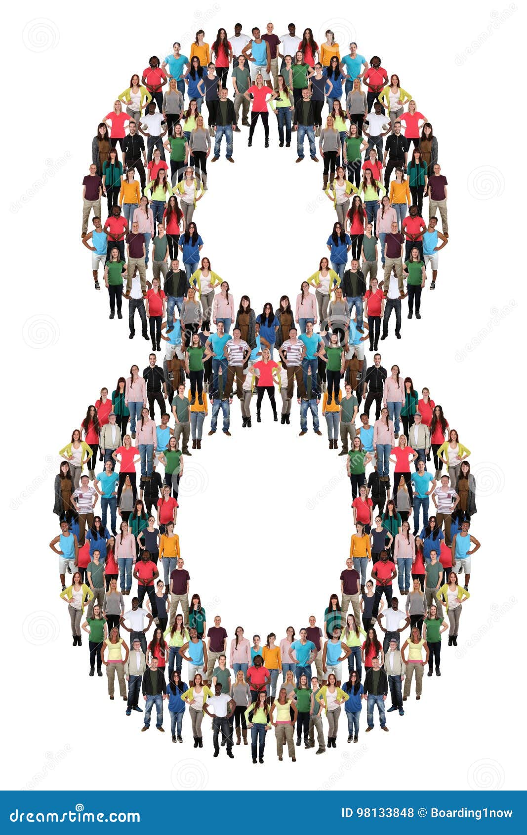 Number Eight 8 Group of People Stock Photo - Image of multiracial ...