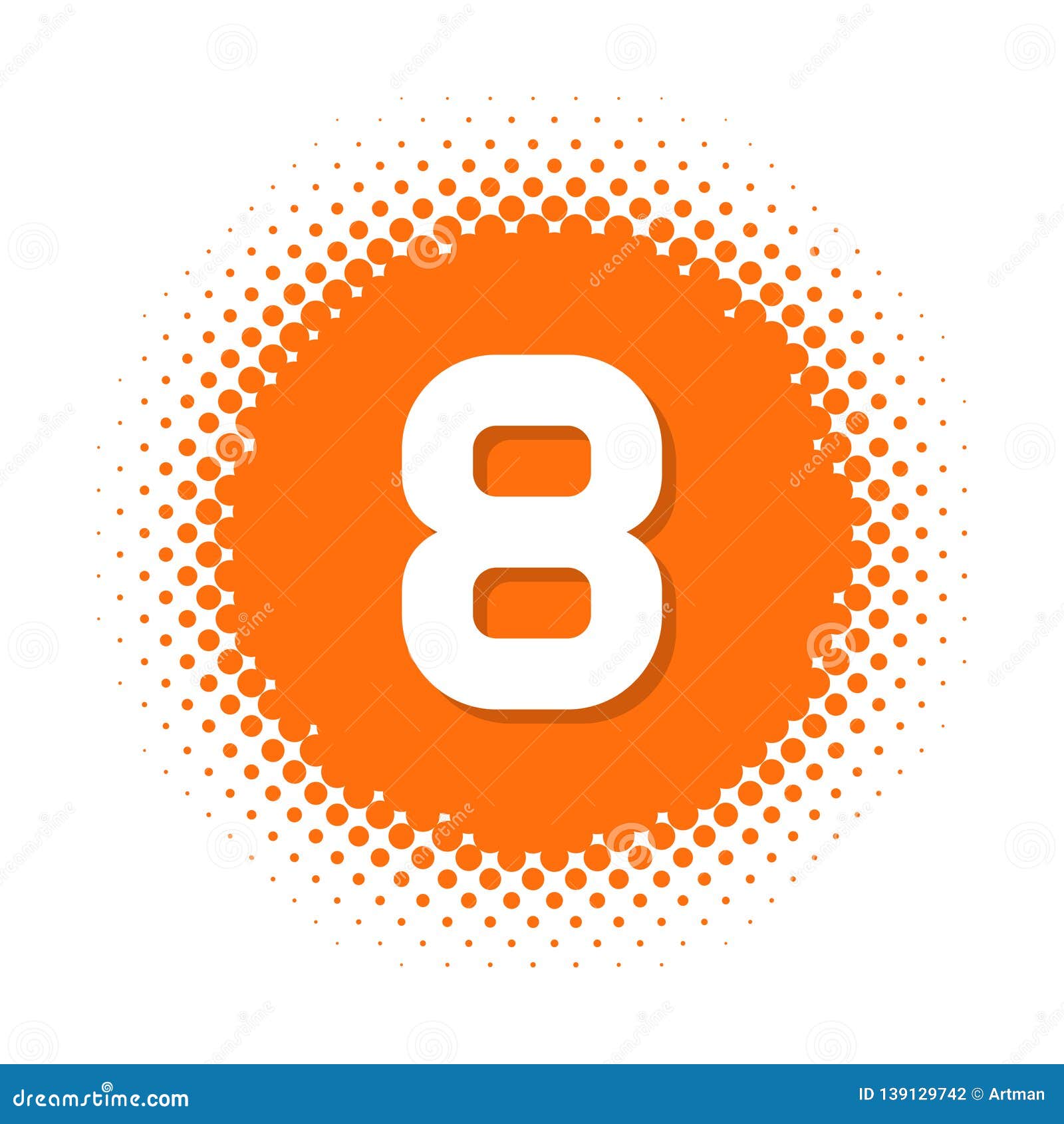 Number Eight on Halftone Round Shape Stock Vector - Illustration of ...