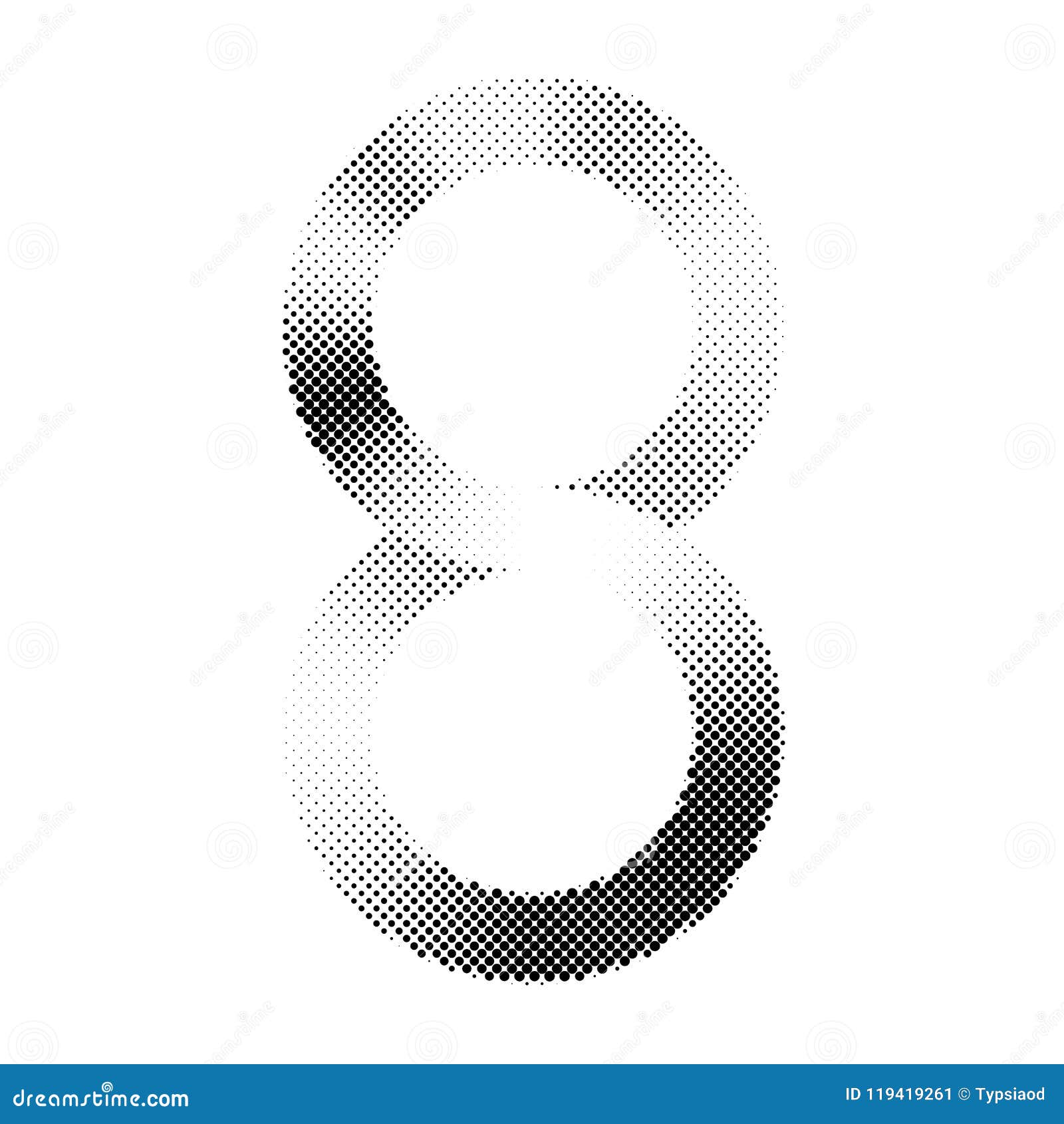 Number Eight or the Infinity Symbol with Halftone Printing Technic ...