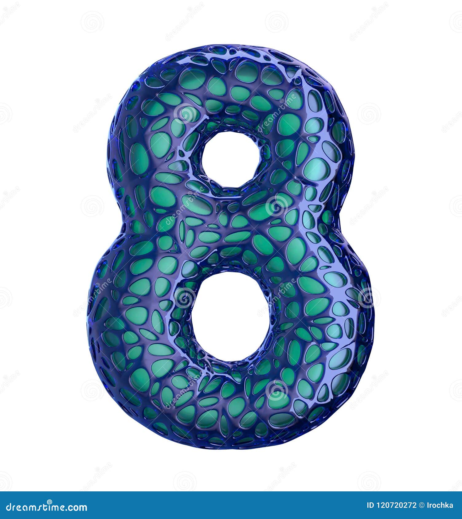 Number 8 Eight Made of Blue Plastic with Abstract Holes Isolated on ...