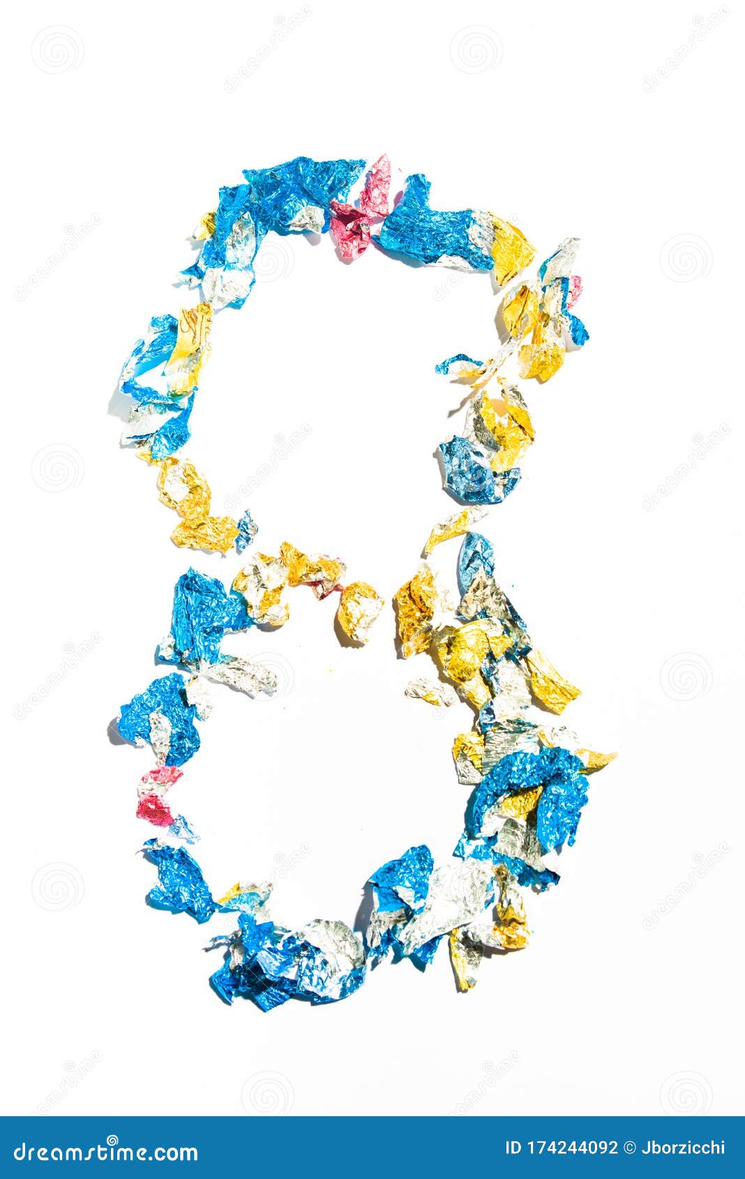 Number Eight Made with Broken Pieces of Chocolate Wrapping Papers ...