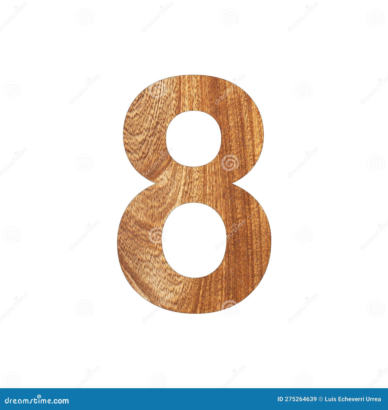 Number Eight - the 8 in Oak Wood. White Background Stock Image - Image ...