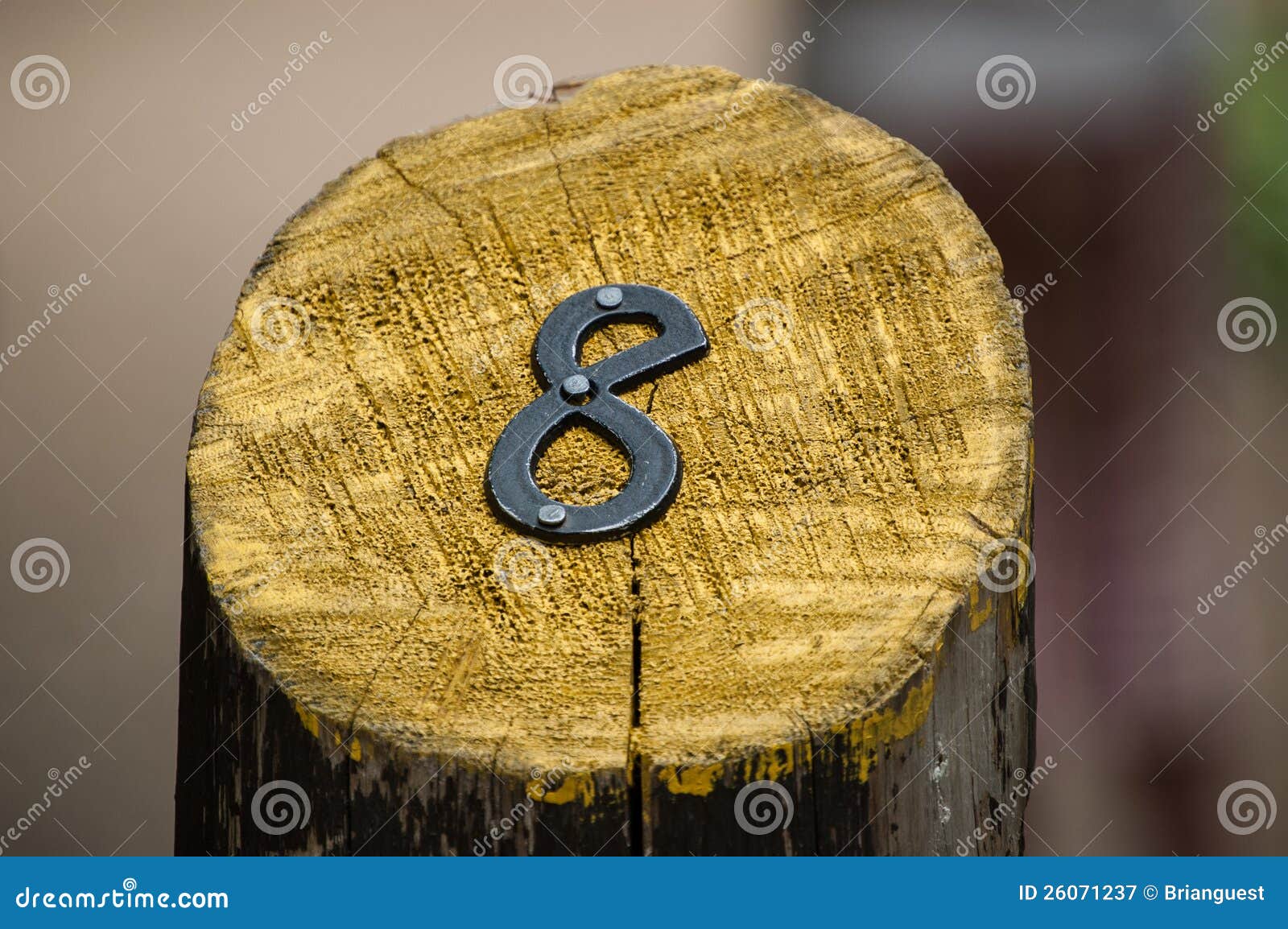 Number Eight on a Painted Wooden Post Stock Image - Image of post ...