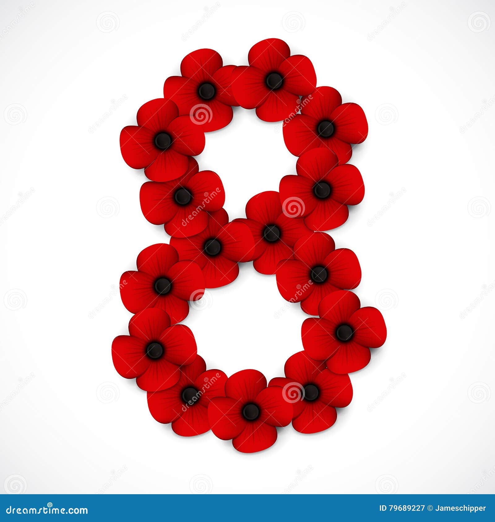Number eight in poppies stock illustration. Illustration of blooming ...