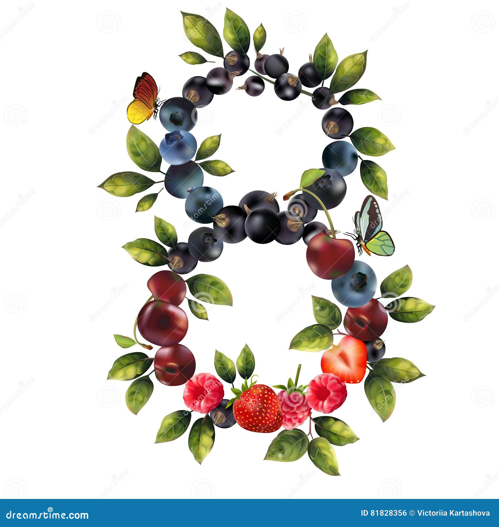 Number Eight of Realistic Berries. Stock Vector - Illustration of ...