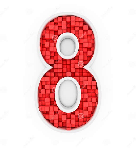 Number Eight from Red Cubes Stock Illustration - Illustration of cube ...