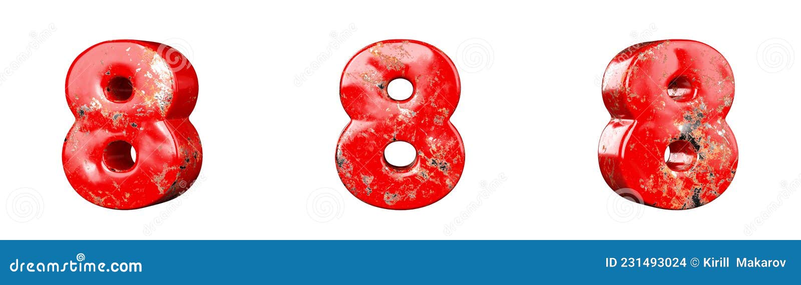 Number 8 Eight From Red Scratched Metallic Numbers Collection Set ...