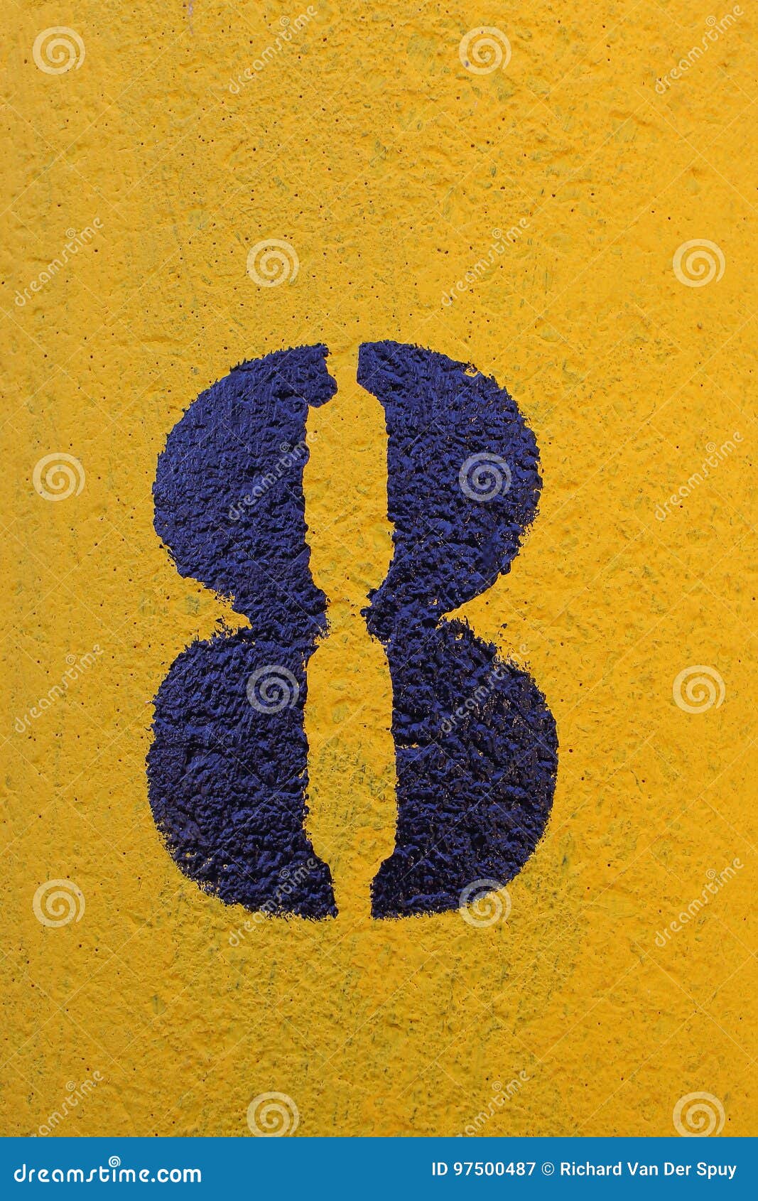 Number Eight Stenciled in Black on Yellow Surface Stock Image - Image ...