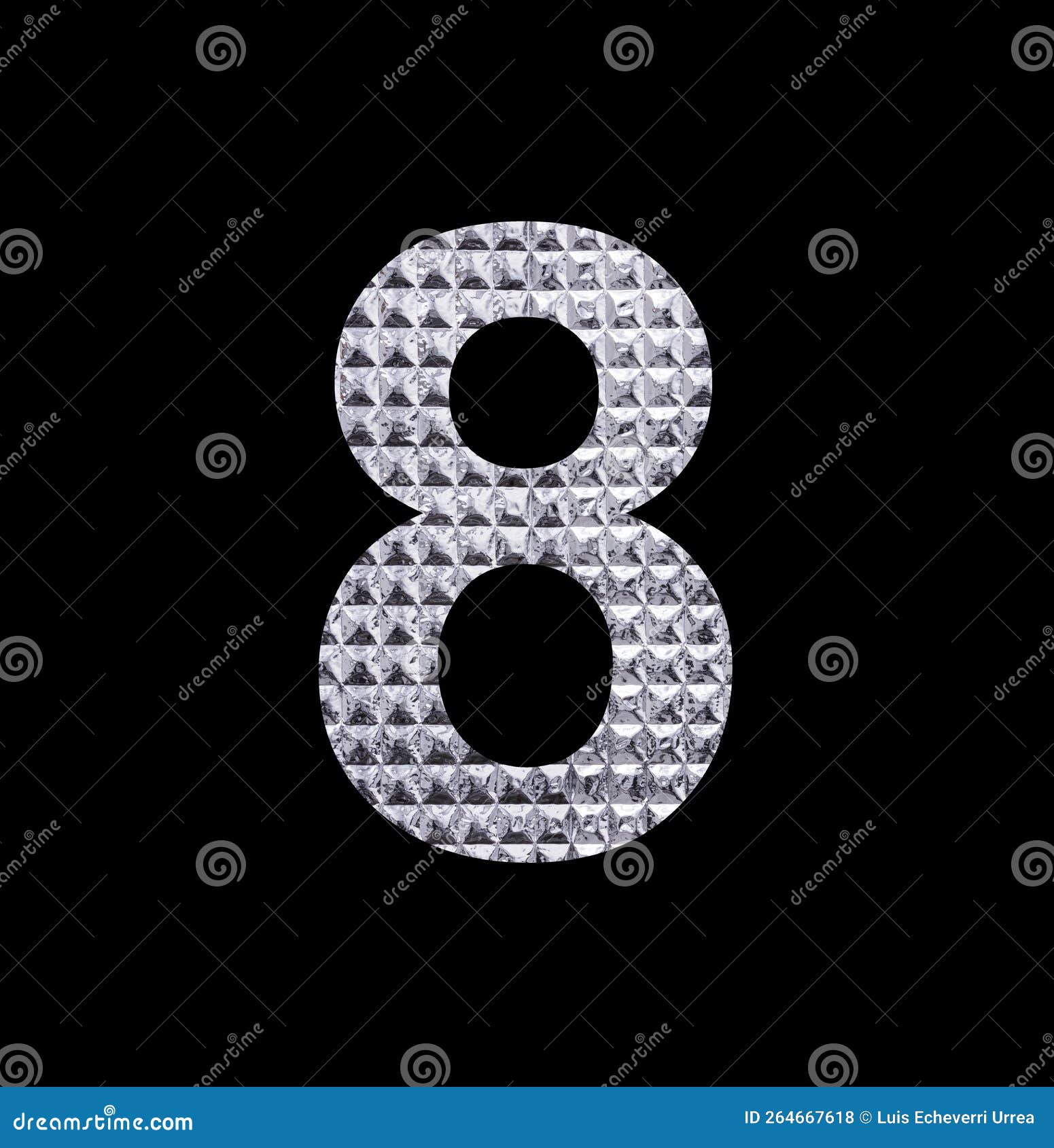 Number Eight on Textured Silver Shiny Paper Stock Illustration ...