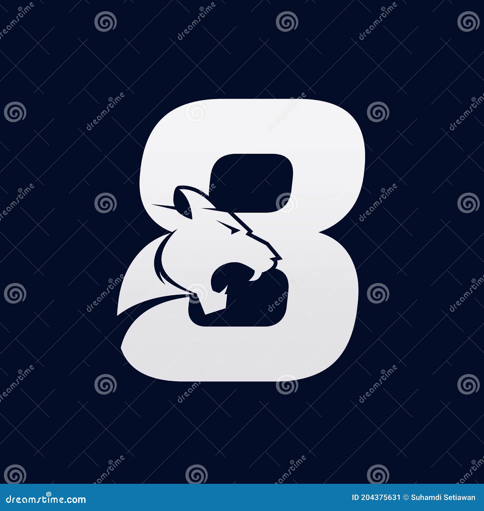 Number Eight Tiger, Numeral Predator Logo Design Vector Stock Vector ...