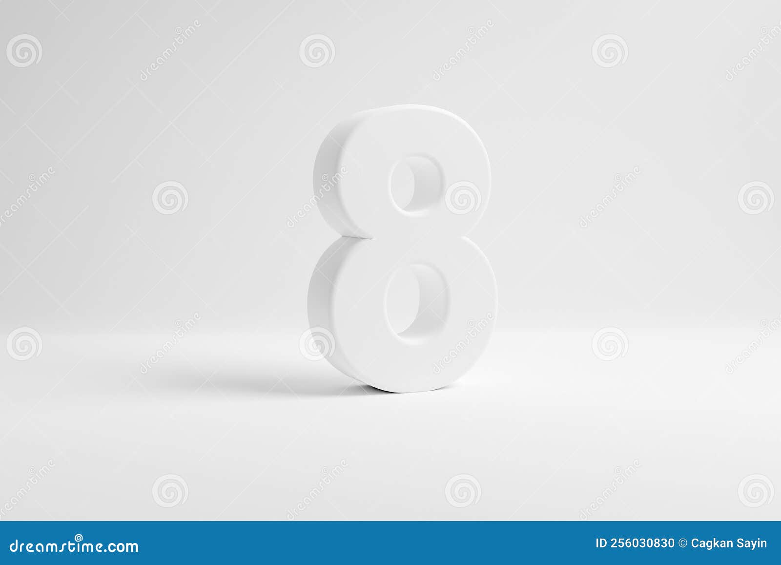 Number Eight on White Background. 3D Rendering Stock Illustration ...