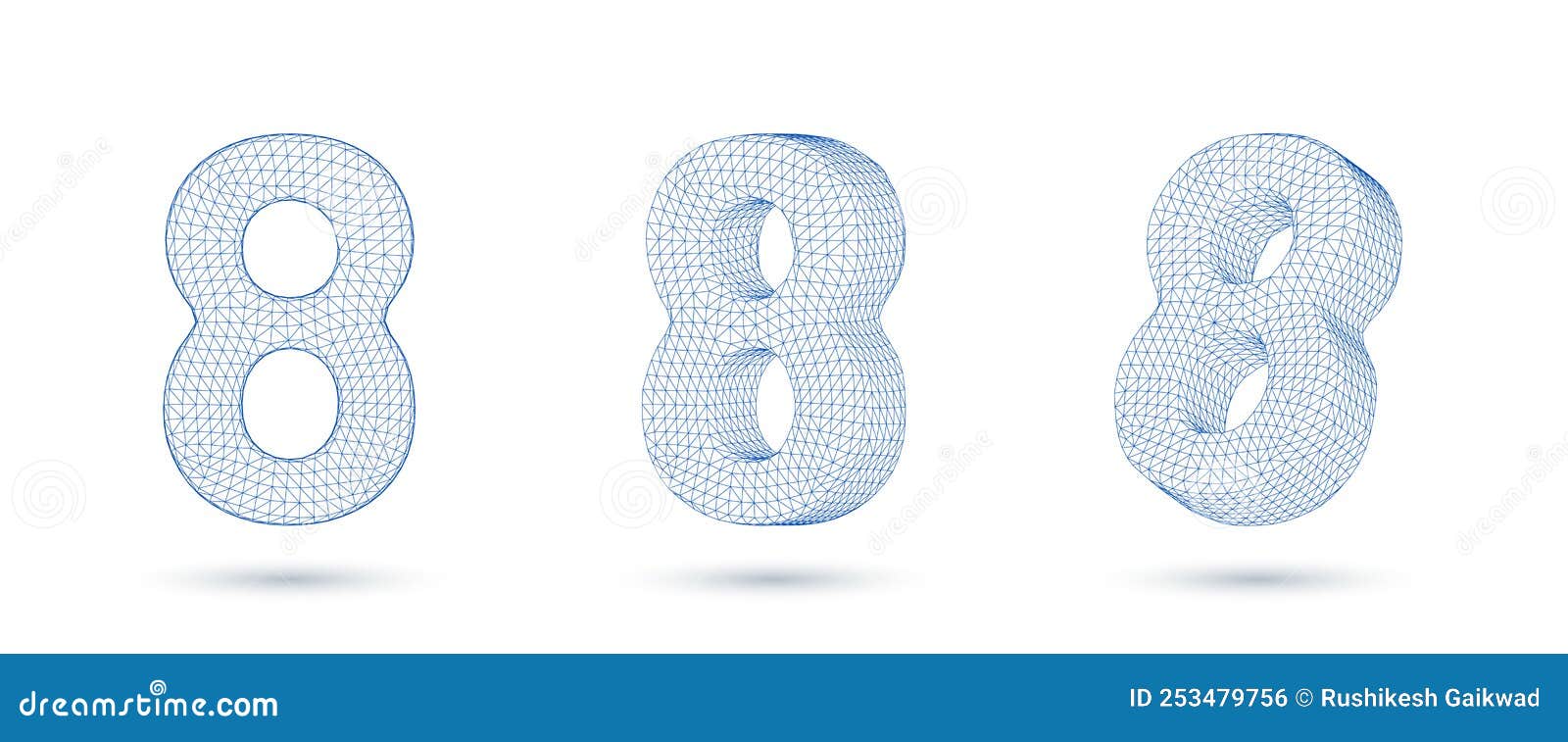 Number Eight Wireframe High Polygonal Outline Low Poly Style Vector ...